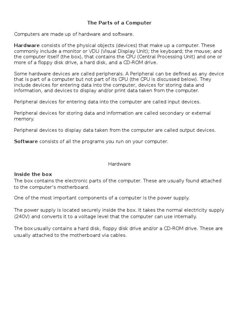 Intro. Computer Hardware | PDF | Computer Hardware | Printer (Computing)