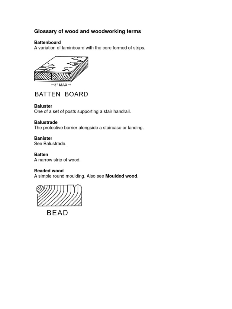 Glossary of Wood and Woodworking Terms | PDF | Wood | Lumber