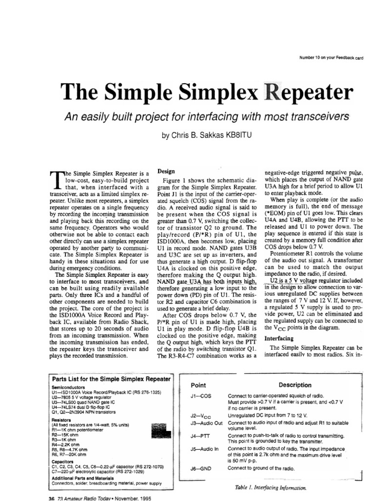 The Simple Simplex Repeater | PDF | Capacitor | Telecommunications ...