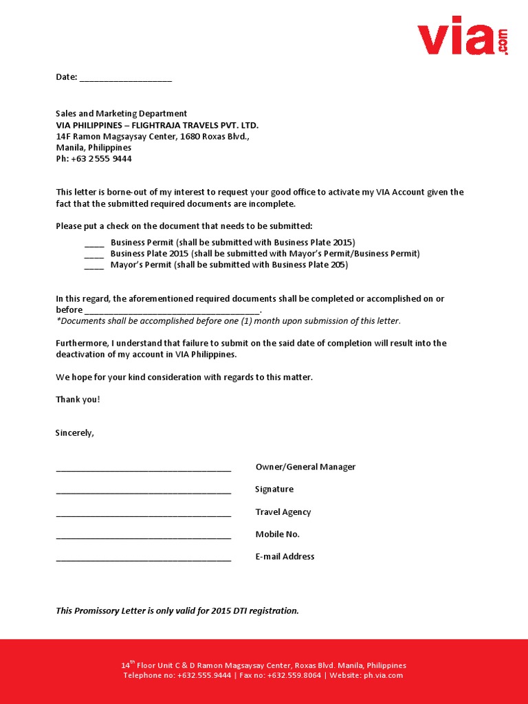 Promissory Letter Sample | PDF