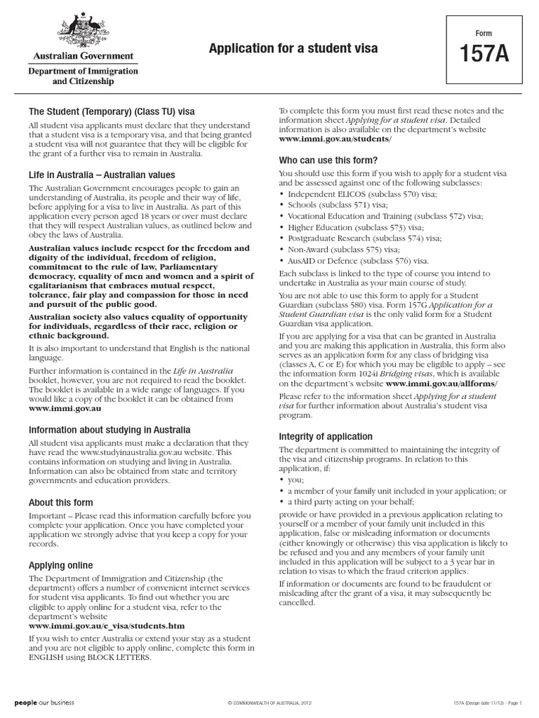 Application For A Student Visa | PDF | Travel Visa | Payments