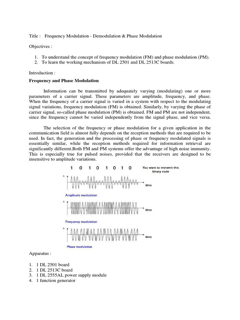 Frequency Modulation - Demodulation & Phase Modulation | PDF | Frequency Modulation | Modulation