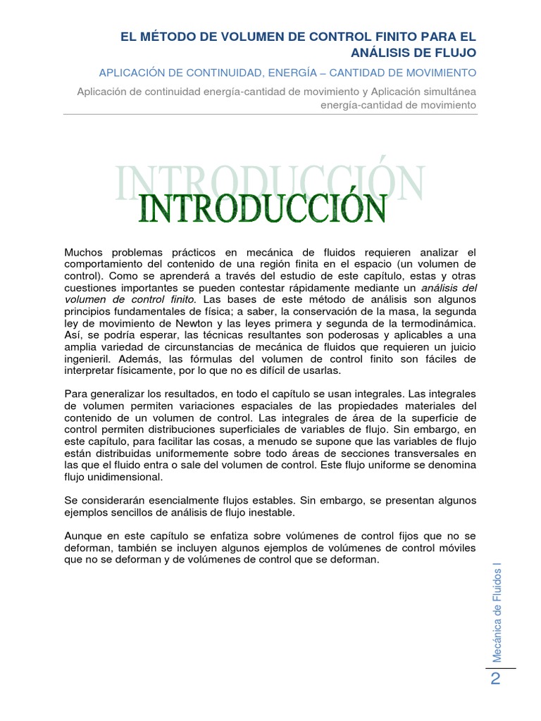 El Lmetodo de Volumen de Control Finito para El Analisis de Flujo | PDF ...