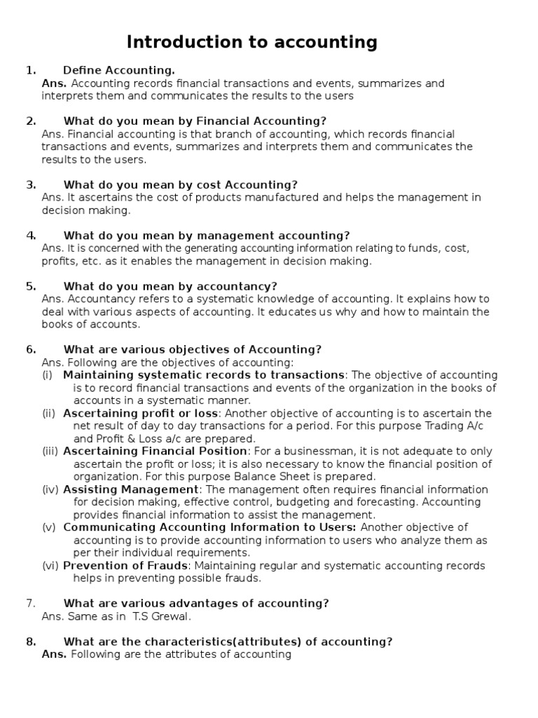 Chapter 1 Class 11 Accountancy | PDF | Debits And Credits | Expense