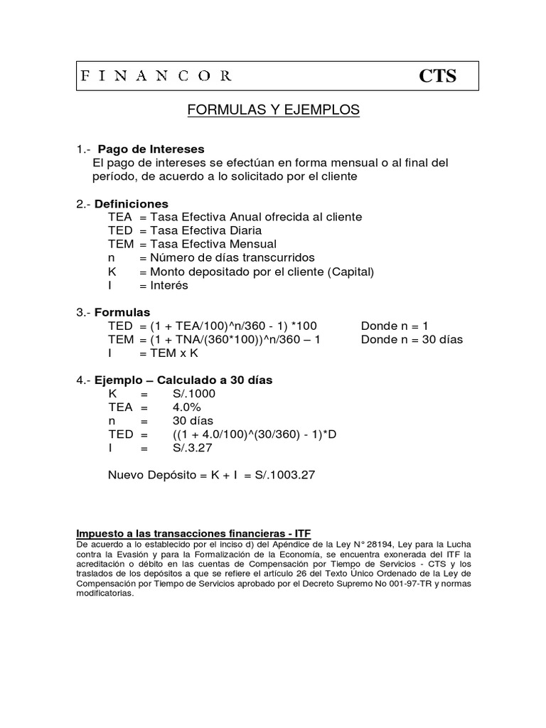 Formulas y Ejemplos CTS | Descargar gratis PDF | Gobierno | Economias