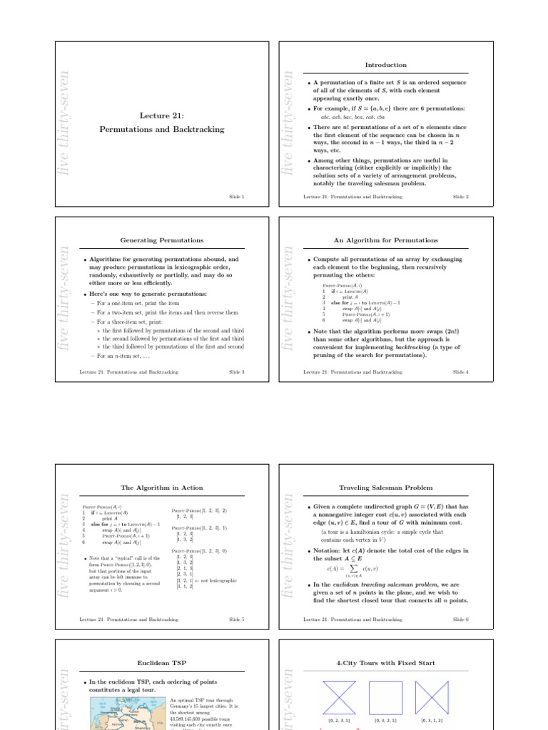 Slide 1 Lecture 21 Permutations And Backtracking Slide 2 Pdf Algorithms And Data Structures