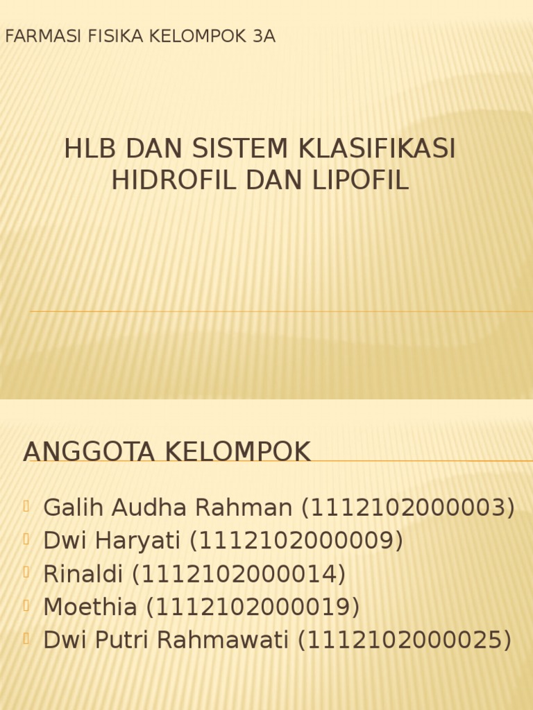 HLB Dan Sistem Klasifikasi Hidrofil Dan Lipofil 3a | PDF