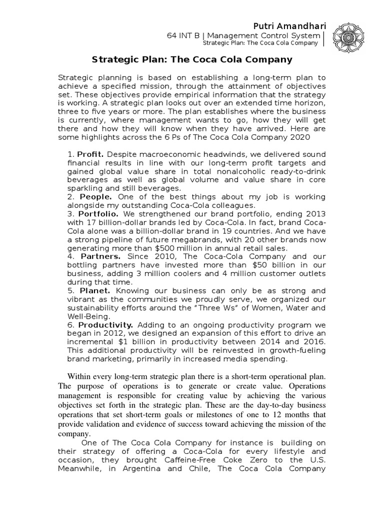 Strategic Planning Coke | PDF | Coca Cola | The Coca Cola Company