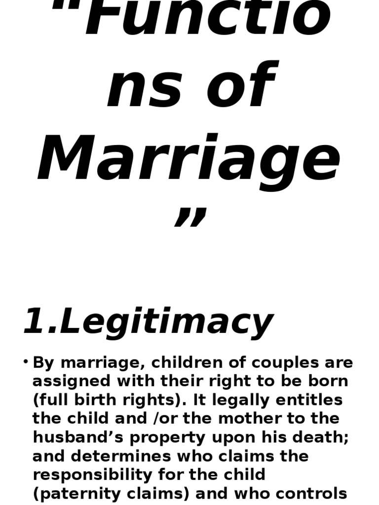 Functions of Marriage Explained | PDF | Family | Marriage