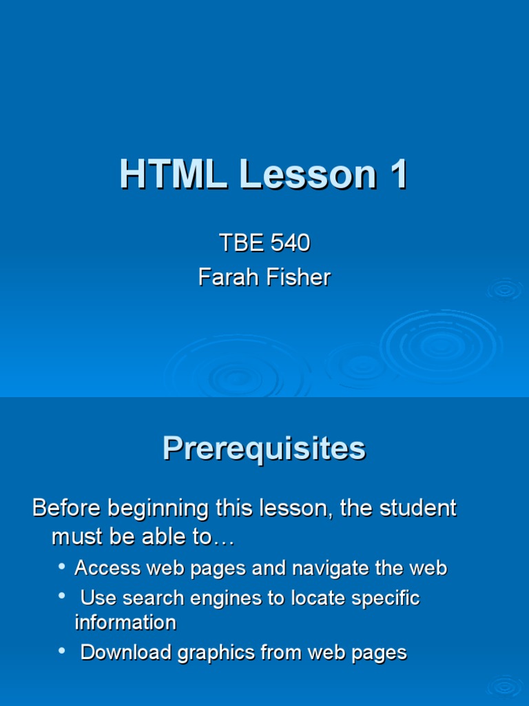 Html Lesson 1 An Introduction To Basic Html Tags And Page Structure Pdf Html Element Html 0775