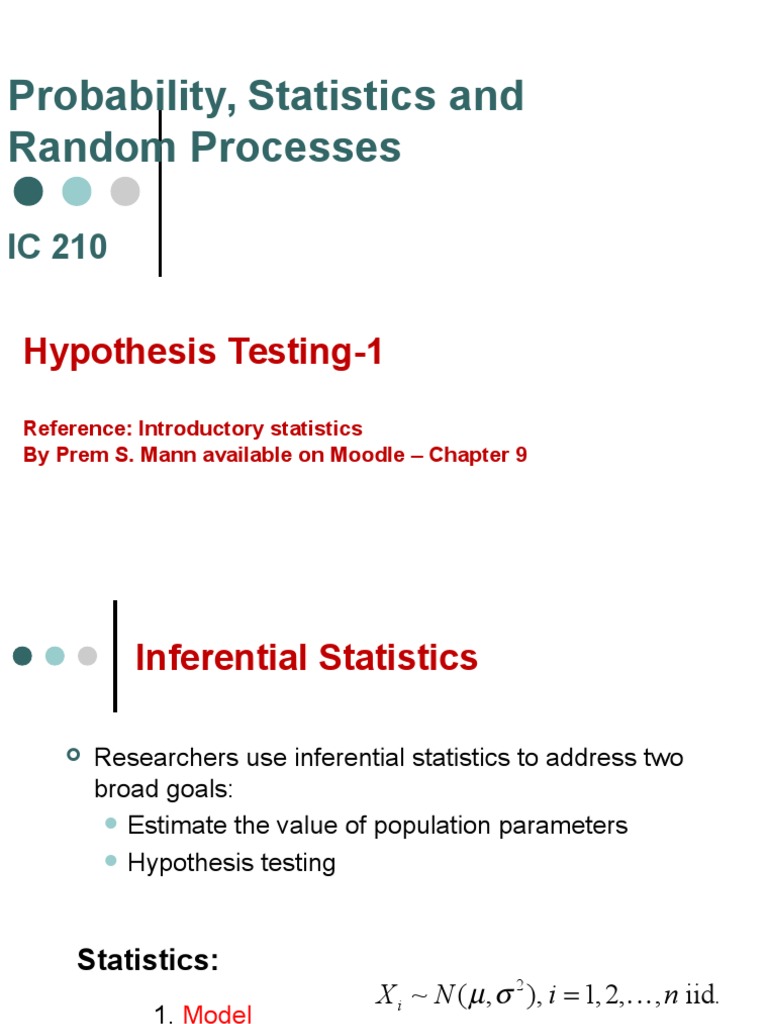 Probability, Statistics and Random Processes: Hypothesis Testing-1 ...