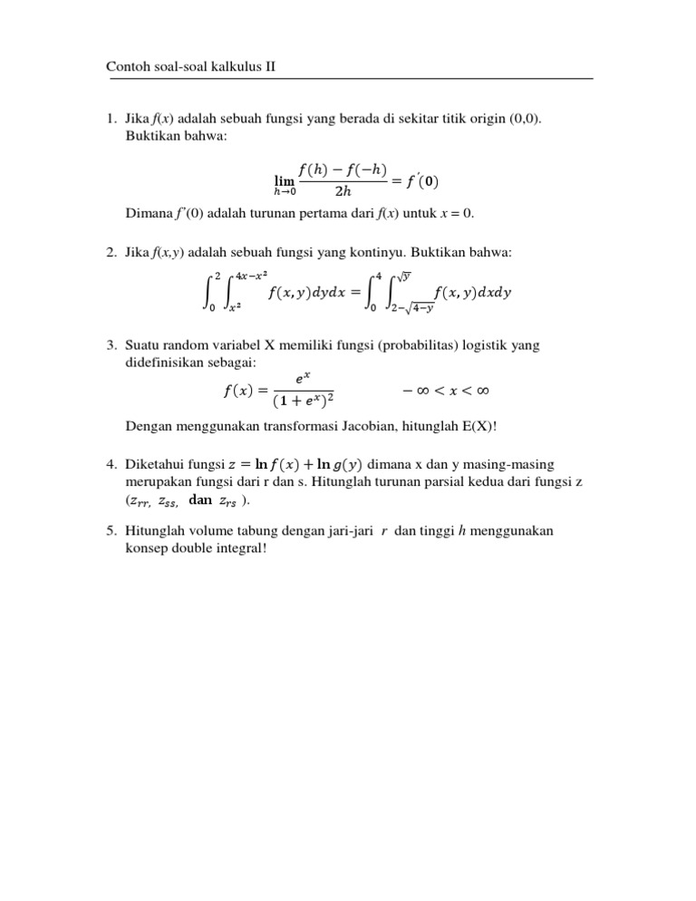 Soal Kalkulus II | PDF | Filsafat