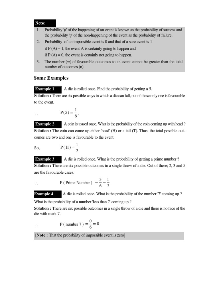 Probability Notes and Problems | Probability | Randomness