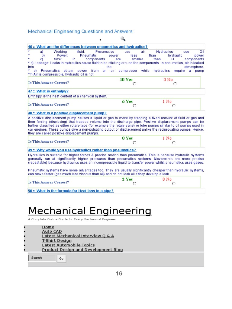 Mechanical Engineering Questions and Answers | PDF | Security Clearance ...