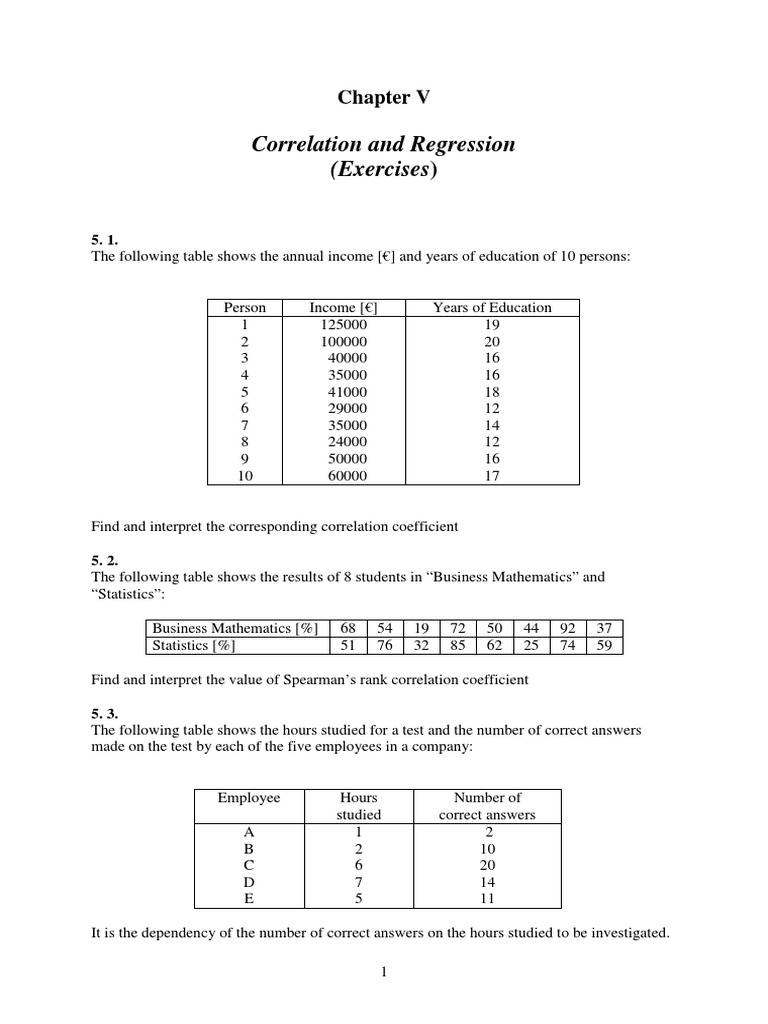Correlation Exercises | PDF | Correlation And Dependence | Statistics