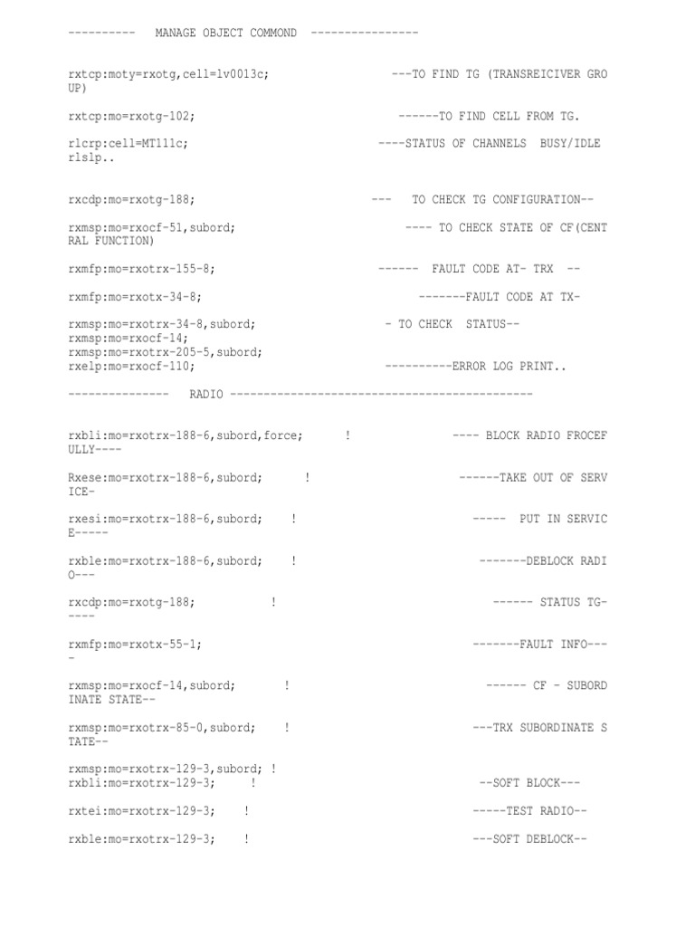 BSC Command Sammary-Ericsson | PDF