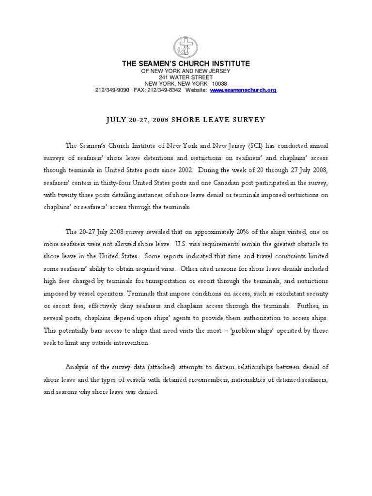 Shore Leave Denials: July 2008 Survey | PDF | Sailor | Port