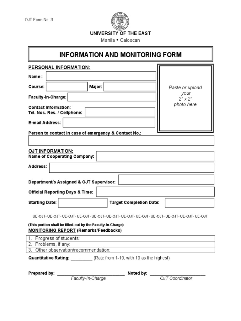 OJT Monitoring and Information Form | PDF | Technology & Engineering