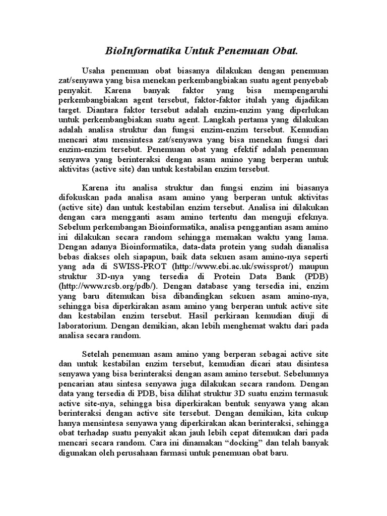 BioInformatika Untuk Penemuan Obat (Revisi) | PDF