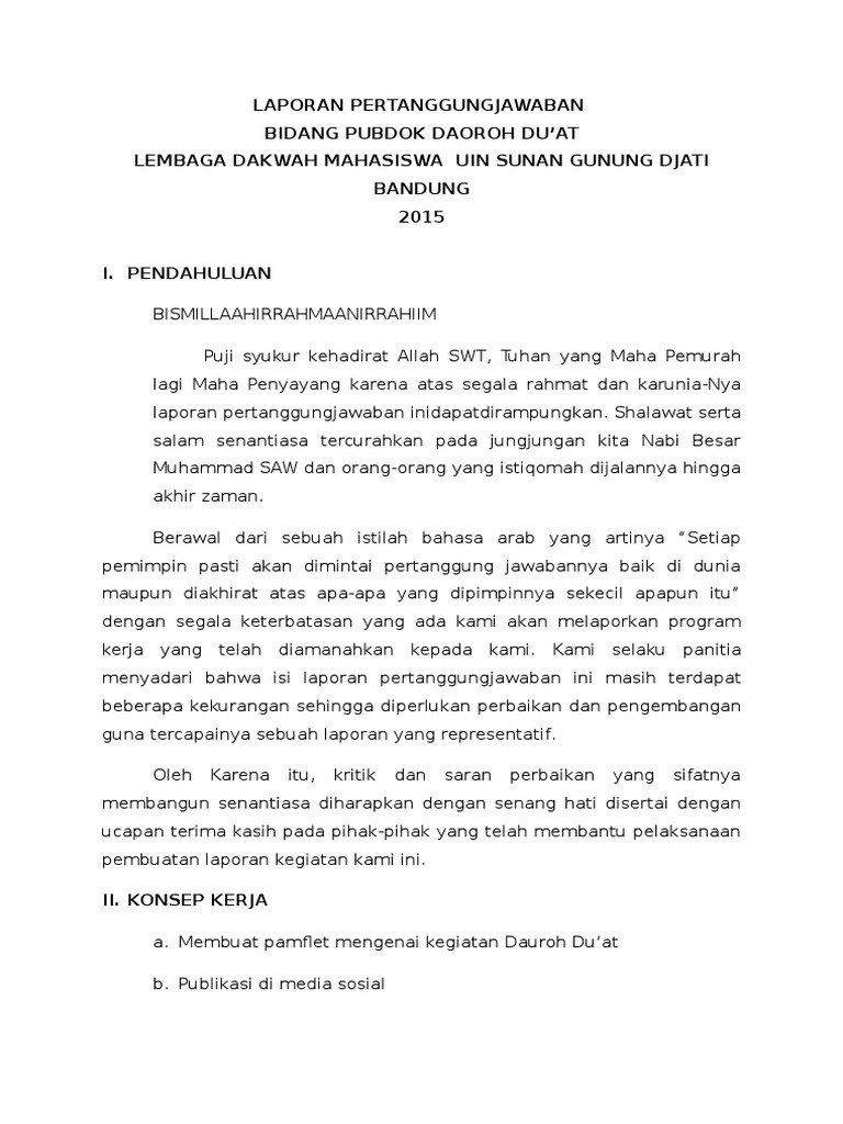 Contoh LPJ Pubdok | PDF