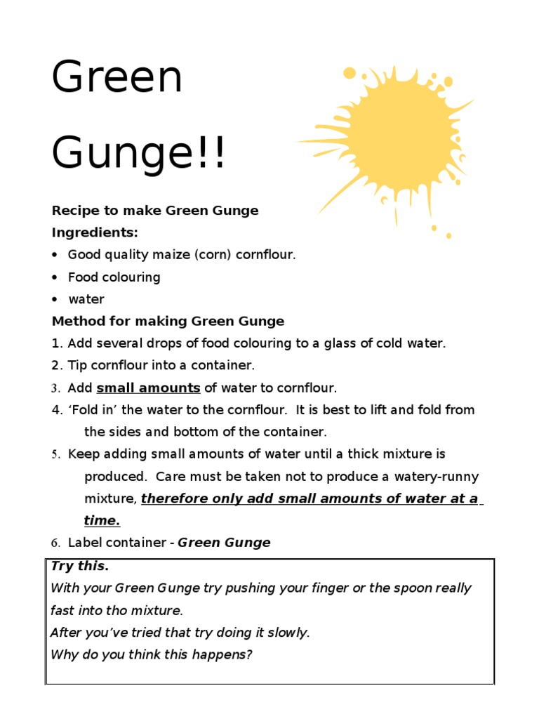 Green GUNGE | PDF | Corn Starch | Food And Drink Preparation