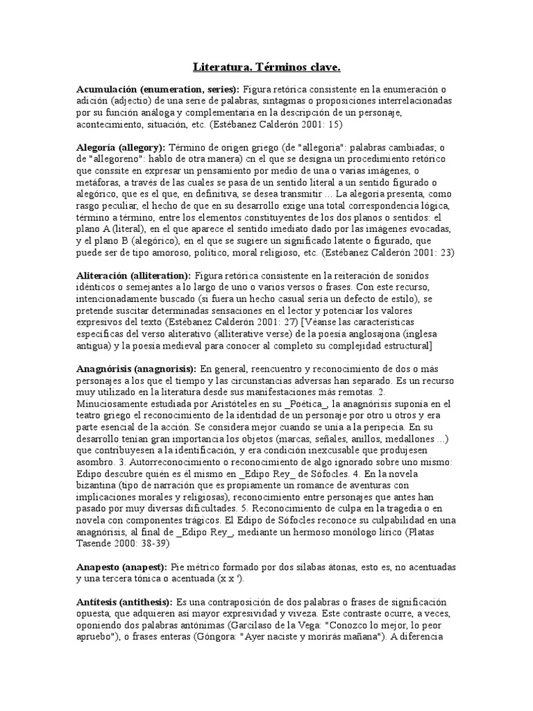 Literatura. Terminos | PDF | Poesía | Intertextualidad