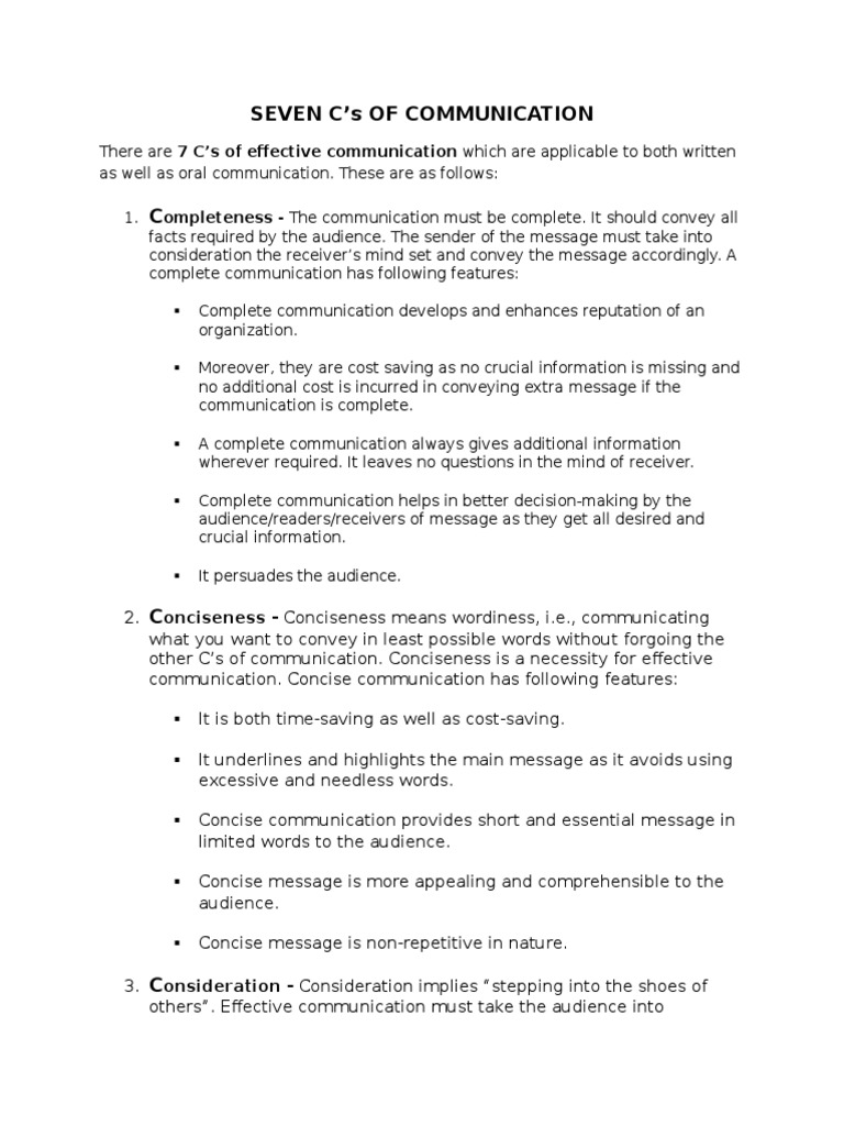 Seven C'S of Communication: Ompleteness - The Communication Must Be ...