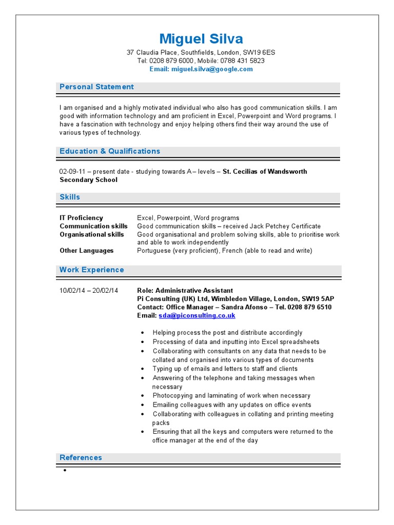 Miguel Silva - IT Proficient CV | PDF | Career & Growth | Computers