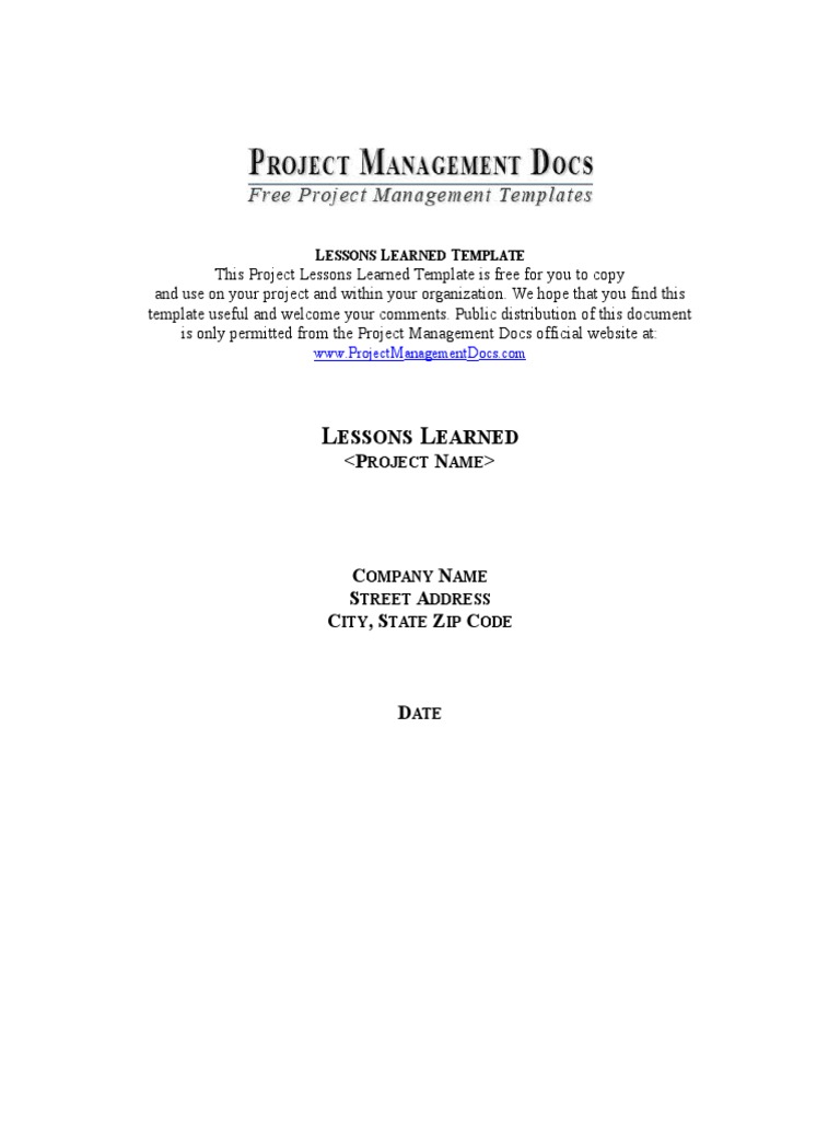Project Management - Lessons Learned Template | Download Free PDF ...
