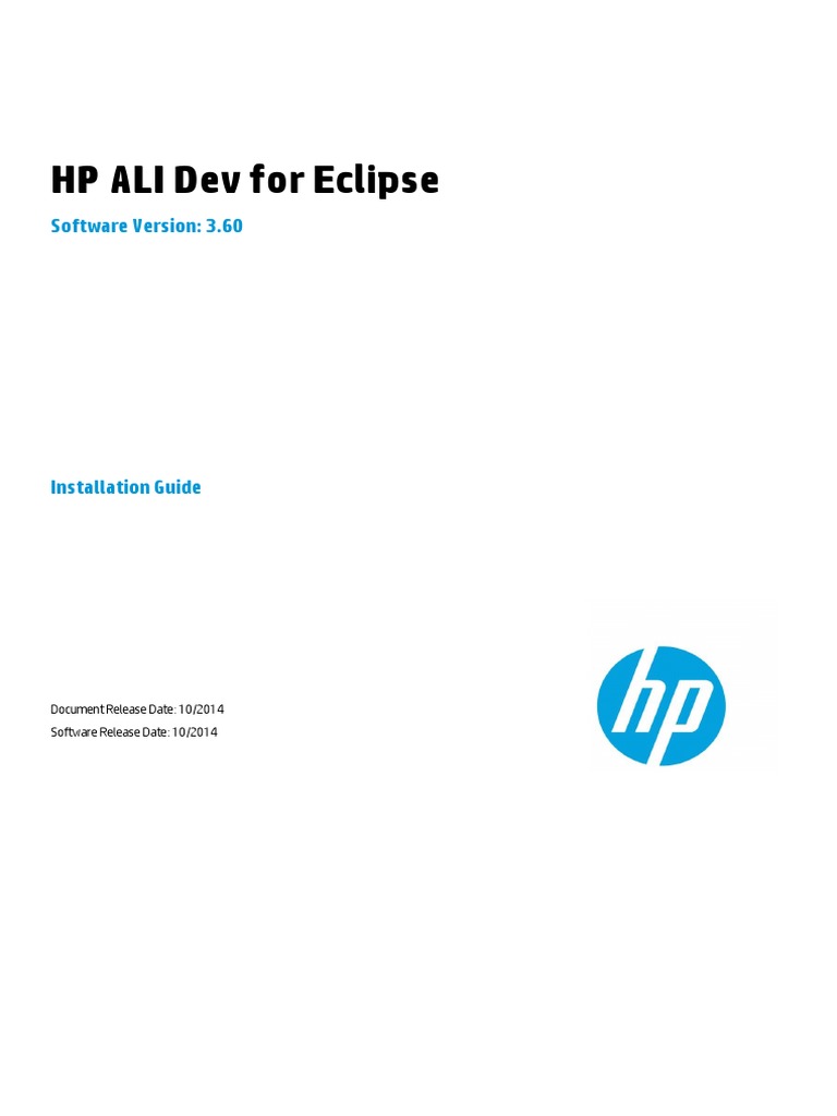 HP ALI Dev for Eclipse Installation Guide | PDF | Eclipse (Software ...