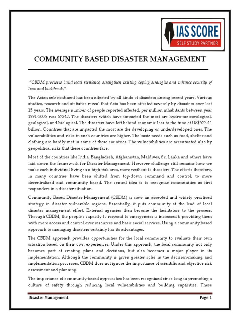 Community Based Disaster Management | PDF | Emergency Management ...