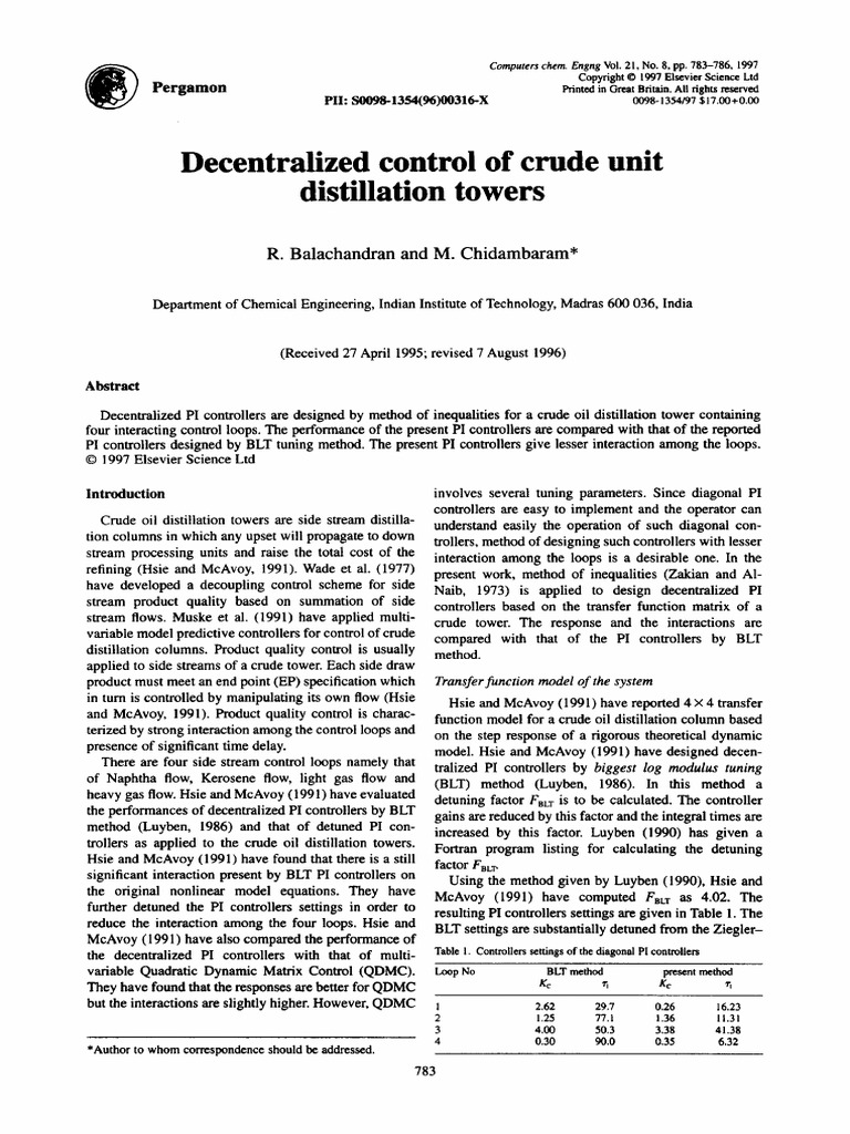 Comparison of Single Loop and QDMC-based Control of Crude Oil ...
