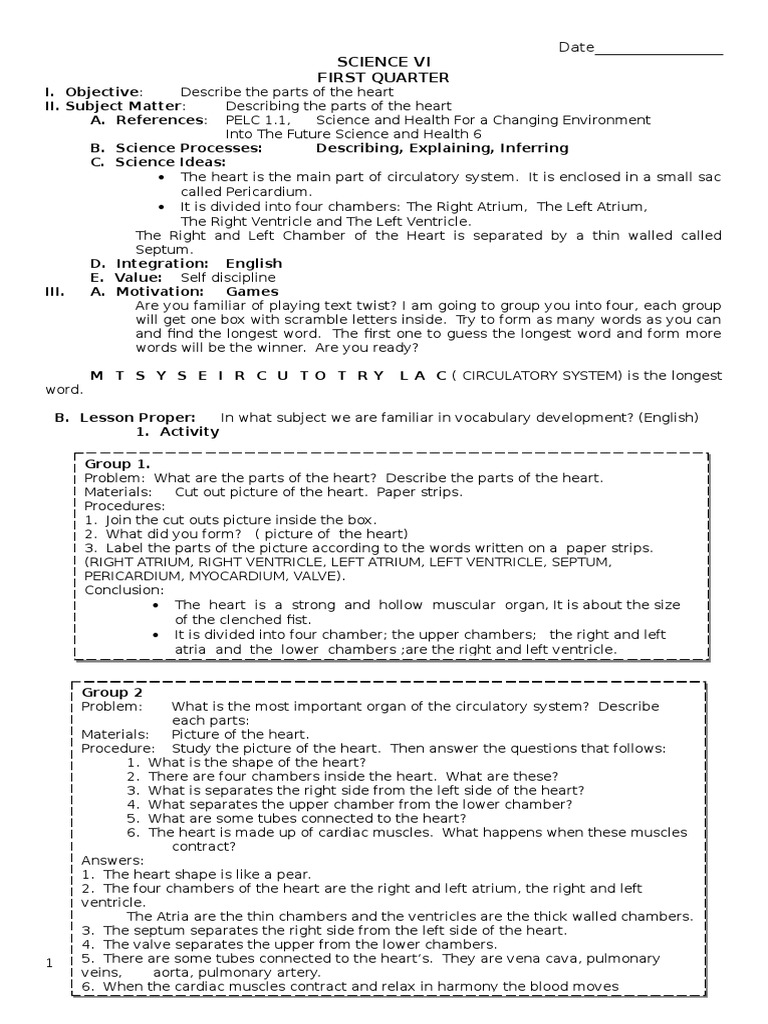 Science 6 First Quarter | PDF | Heart | Circulatory System