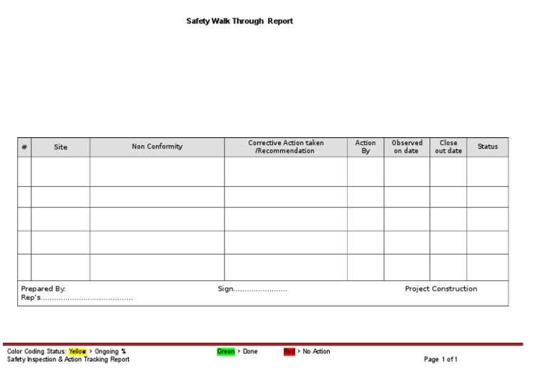 HSE Walkthrough Report Sample Form | PDF | Business | Computers