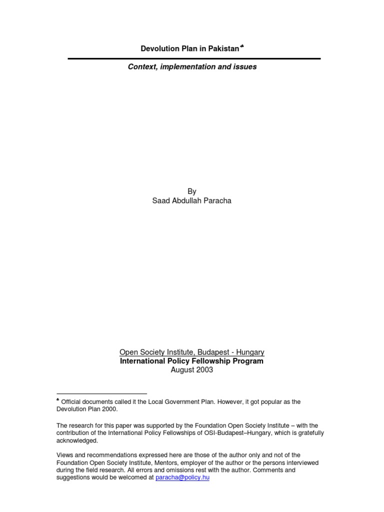 Devolution Plan Pdf Local Government Decentralization