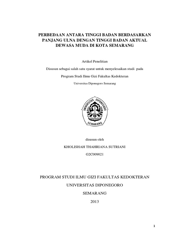 Estimasi Tinggi Badan dari Panjang Ulna | PDF