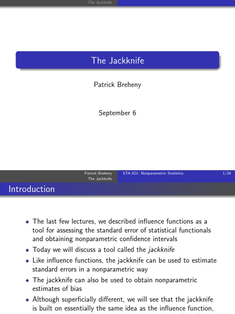 The Jackknife | PDF | Resampling (Statistics) | Bias Of An Estimator