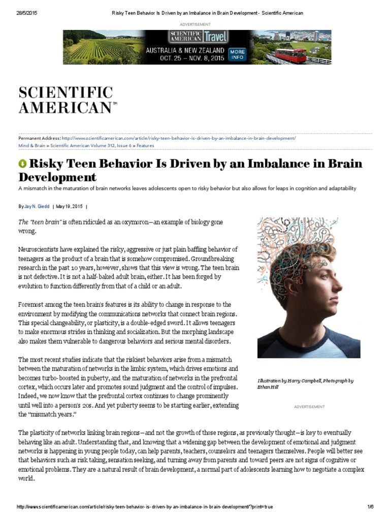 Teen Brain Development and Risky Behavior | PDF | Adolescence | Neuron