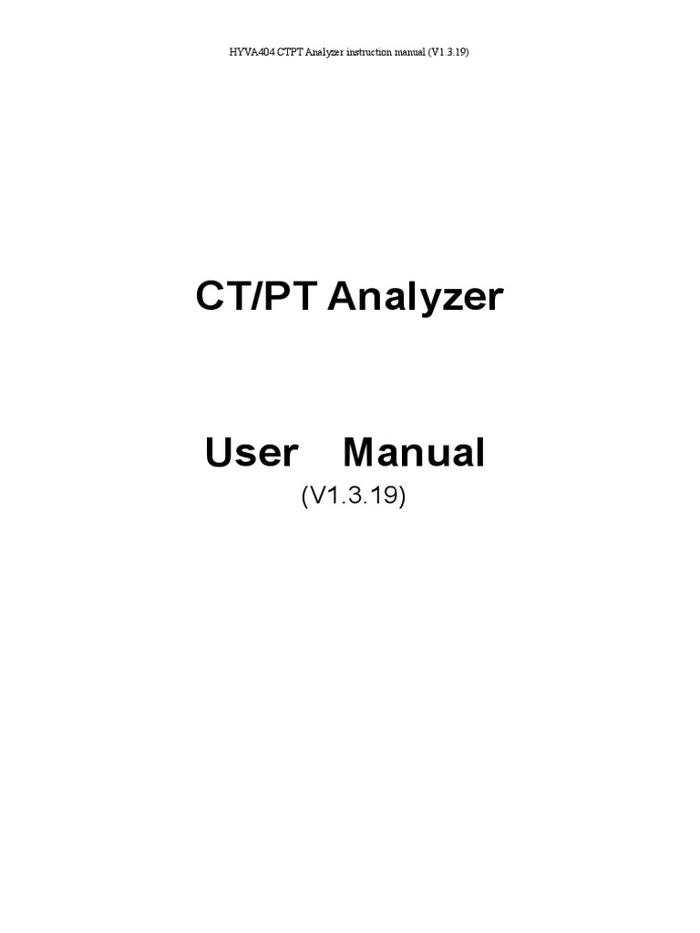 HYVA404 CTPT Analyzer Instruction Manual V1.3.19 | PDF | Computer Keyboard | Transformer