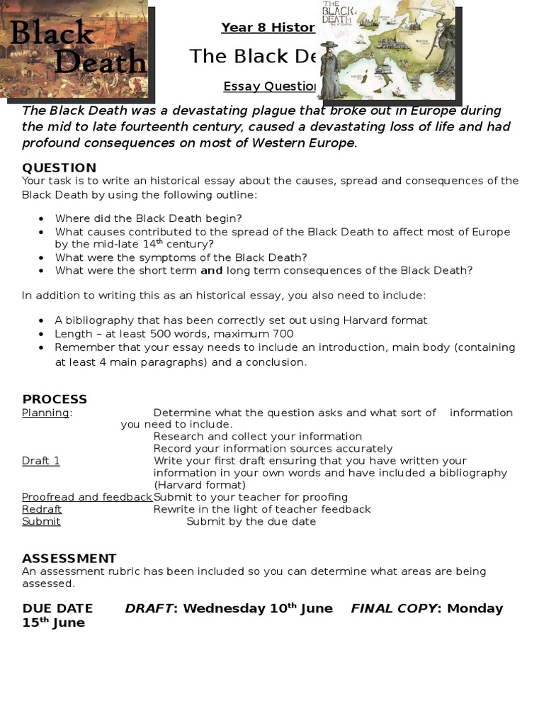Black Death Essay Guidelines | PDF | Black Death | Evaluation