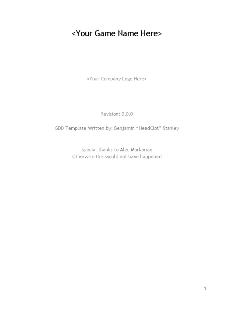 Game Design Document Template: A Comprehensive Guide for Planning and ...