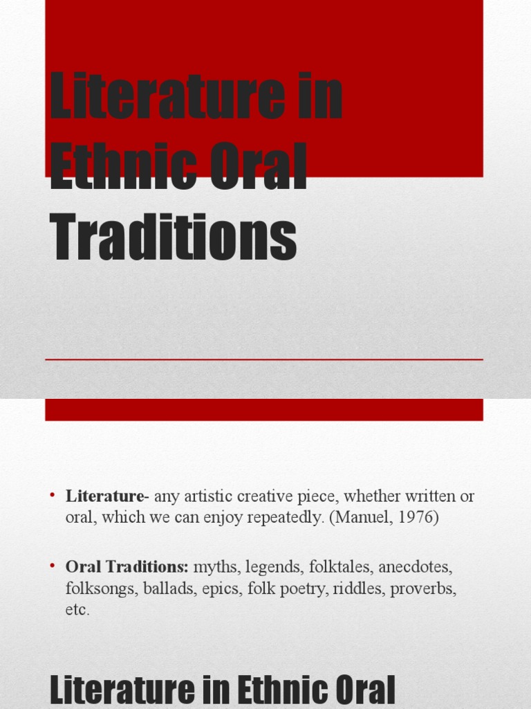 Literature in Ethnic Oral Traditions 2 | PDF | Folk Music | Cultural ...