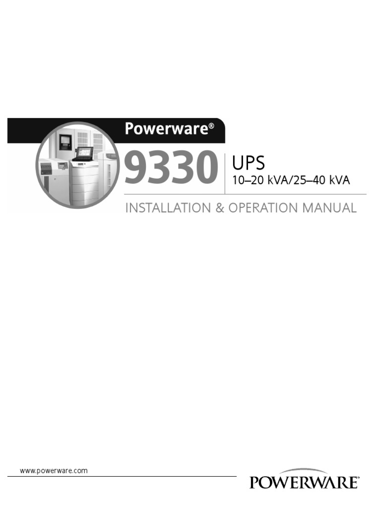 Powerware 9330 UPS Installation & Operation Manual 10-40 KVA | PDF ...