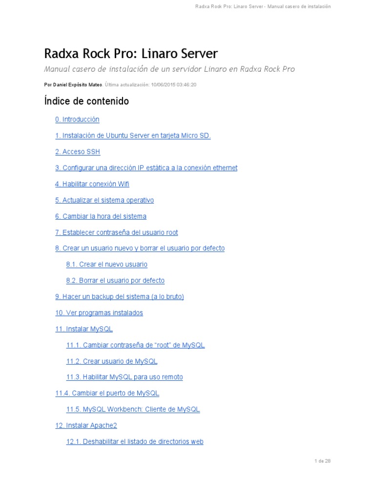 Radxa Rock Pro: Linaro Server | PDF | Servidor HTTP Apache | Dirección IP