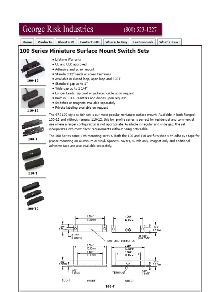 GRI 100-12-W Data Sheet | Switch | Electronics