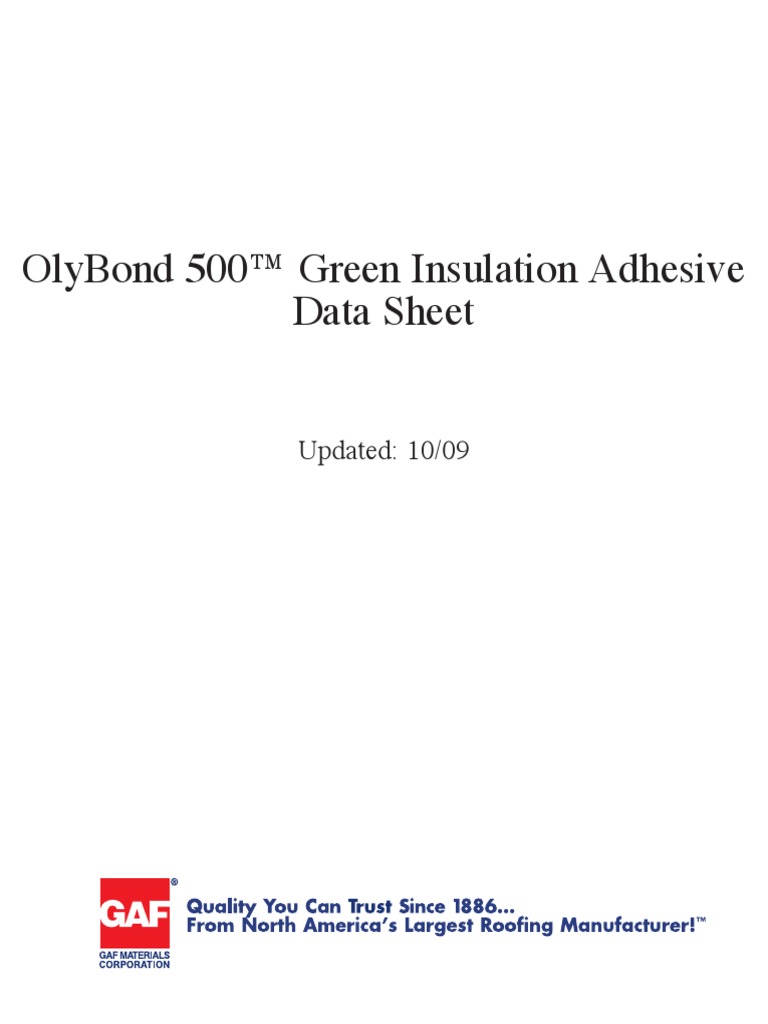 OlyBond 500 Green Data Sheet | PDF | Adhesive | Roof