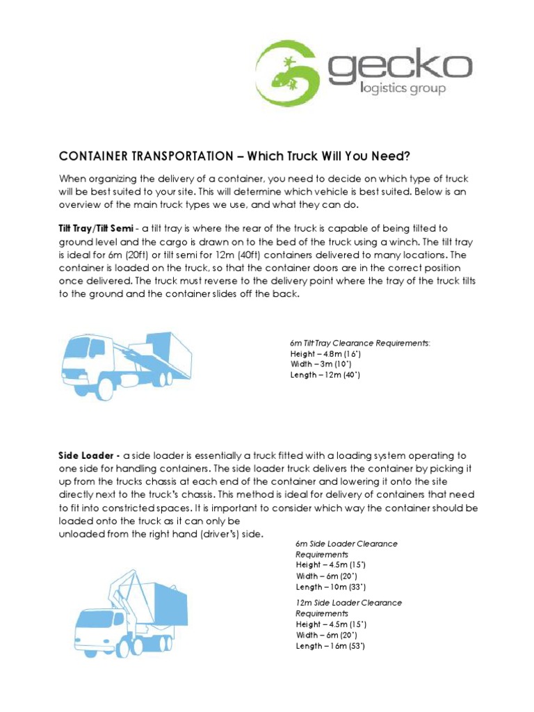 Container Truck Selection Guide | PDF