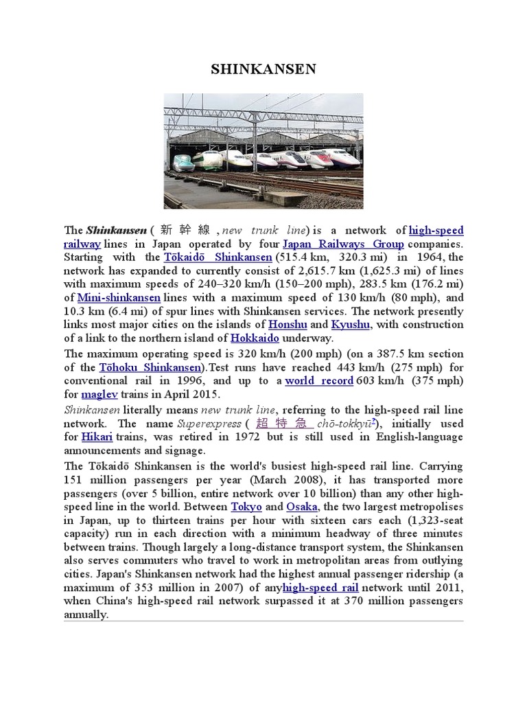 Shinkansen: High-Speed Railway Japan Railways Group Tōkaidō Shinkansen ...