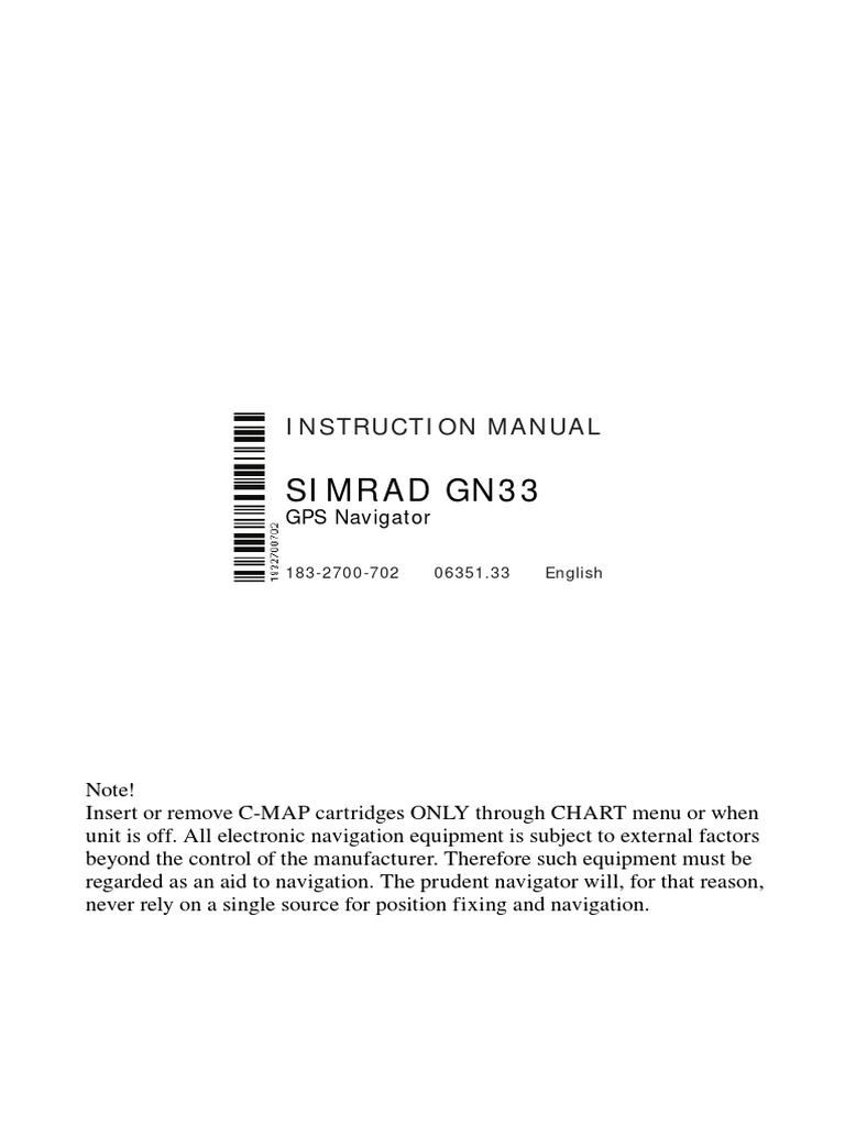 Simrad Gn33: Instruction Manual | PDF | Menu (Computing) | Navigation