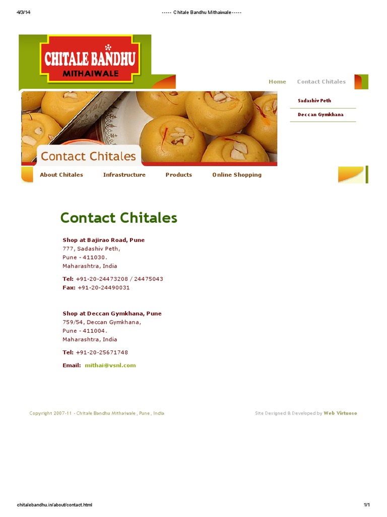 Chitale Bandhu Contact Information | PDF